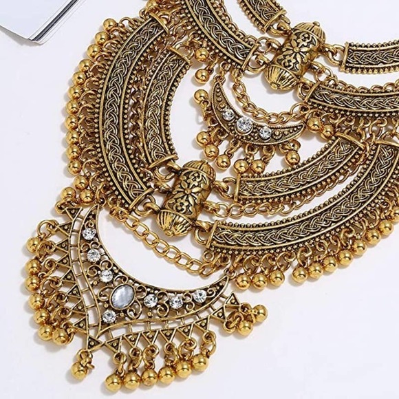 Boutique | Jewelry | Bib Necklace Crystal Bohemian Vintage Gold ...